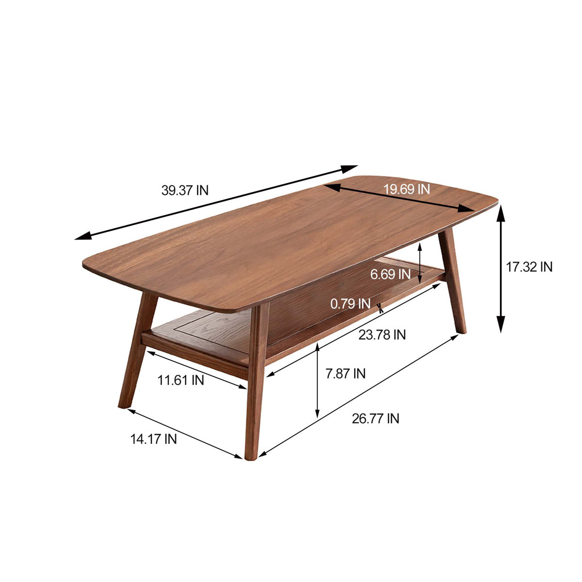 George Oliver Dulcio Coffee Table,Natural wood living room Table with storage shelf Natural ...